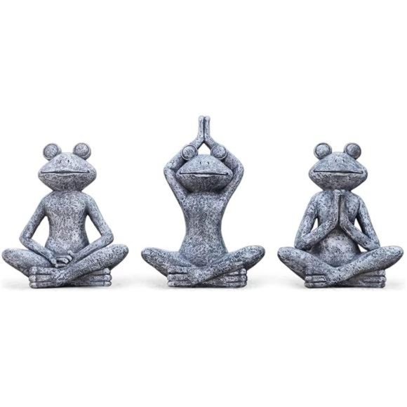 Accents | 3 Pcs Meditating Frogs Statue41x51x2 Zen Animal Yoga Frogs Figurine | Poshmark